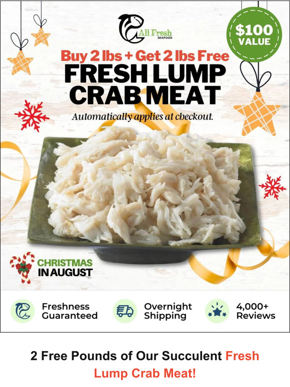 All Fresh Seafood: Fresh Lump Crab Meat: Buy 2 lbs, Get 2 lbs Free 🦀 ...