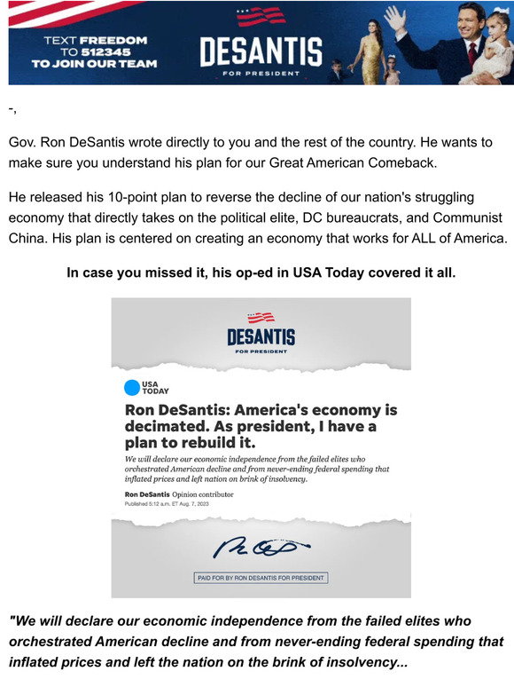 Ron DeSantis: Did you miss the message Gov. DeSantis wrote to you? | Milled