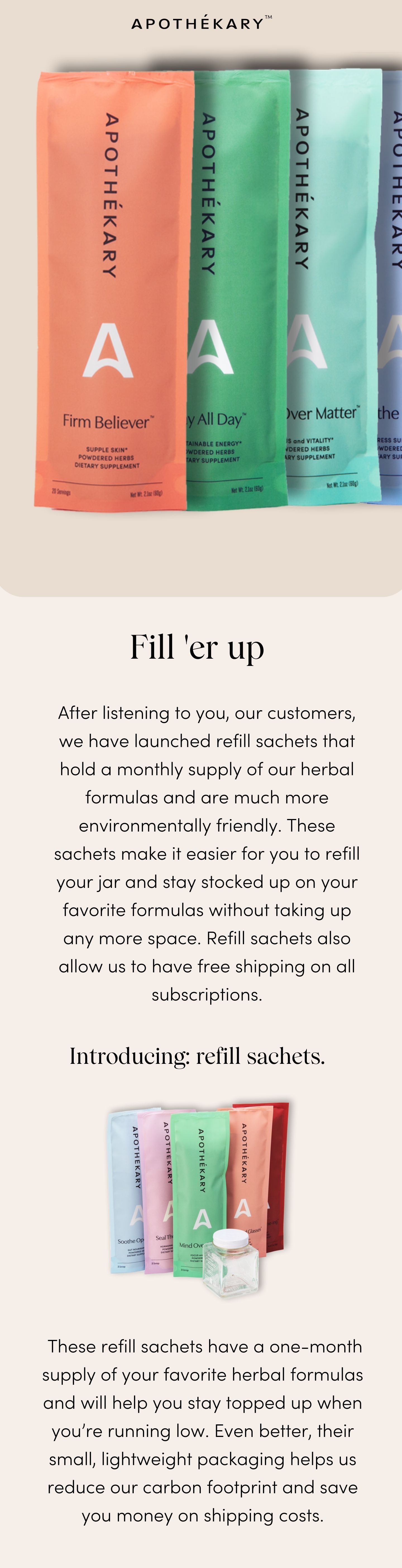 Apothékary: Introducing refill sachets. | Milled