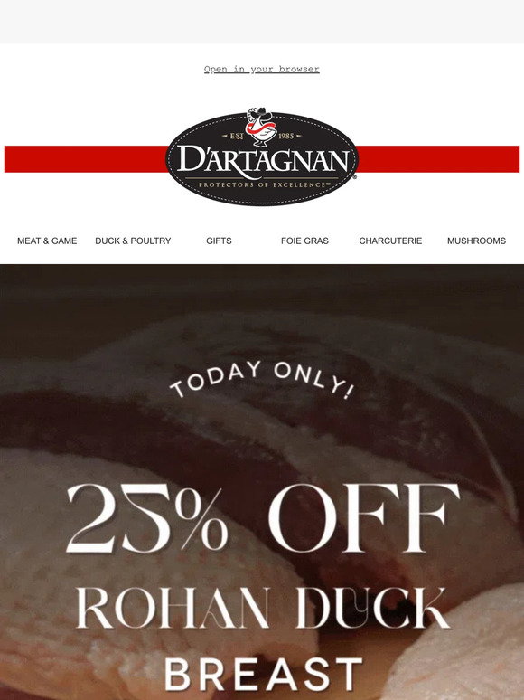 D'Artagnan: Today Only! 25% OFF Rohan Duck Breast | Milled
