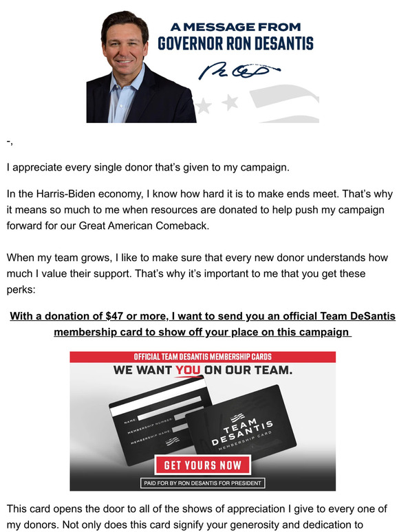 Ron DeSantis: I want to thank you for your support | Milled