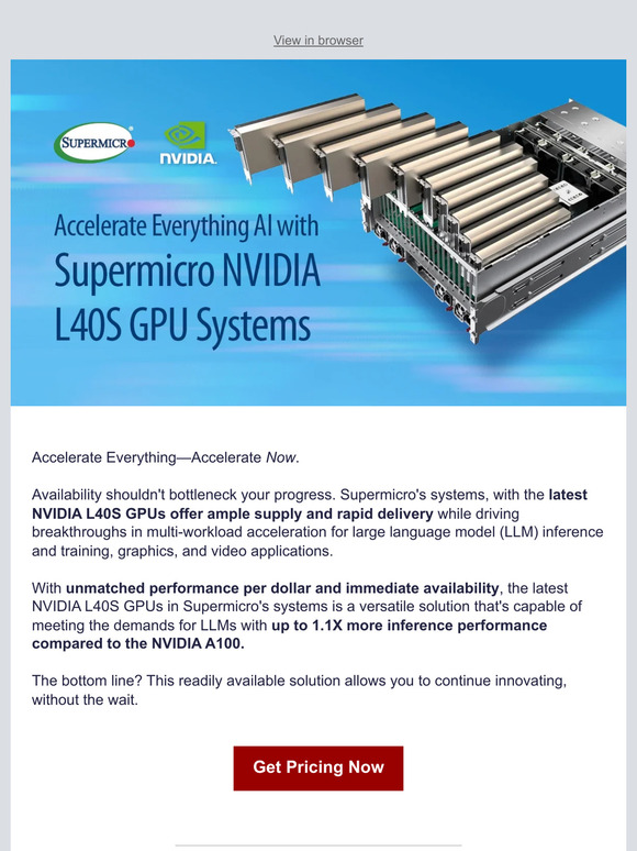 Supermicro: No pausing here. Accelerate now with Supermicro and the new NVIDIA L40S systems ...