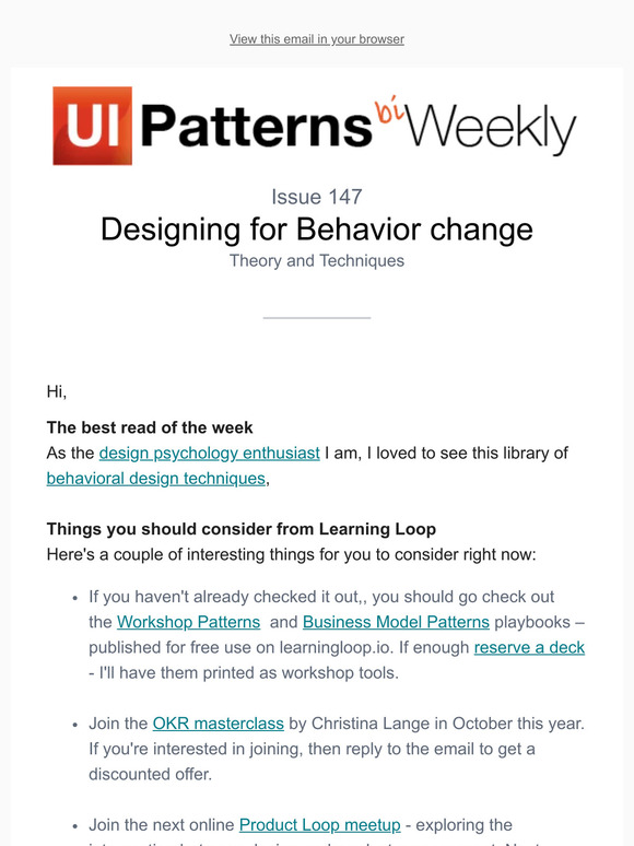 Talks by UI Patterns: Designing for Behavior change | Milled