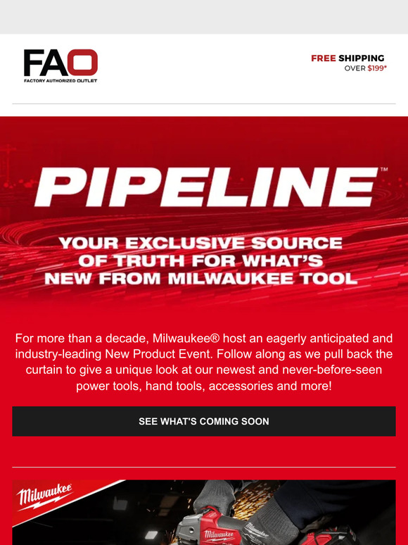 Factory Authorized Outlet: New Items Coming from Milwaukee Pipeline ...