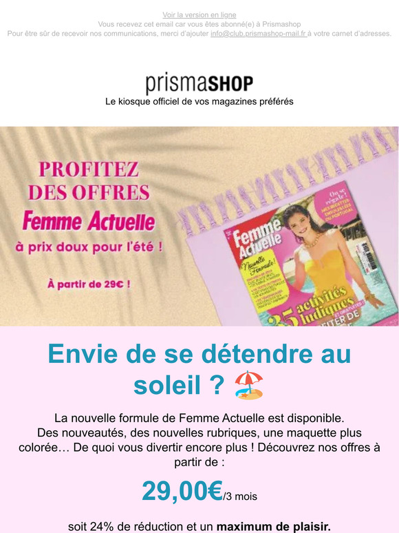 PrismaShop: La nouvelle formule de Femme Actuelle est disponible ! | Milled