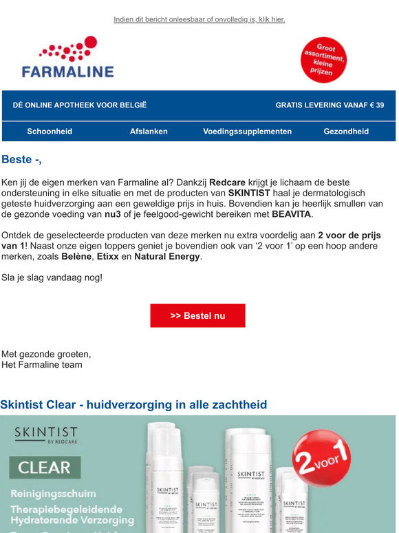 Farmaline: 2 voor 1 op onze eigen merken | Milled