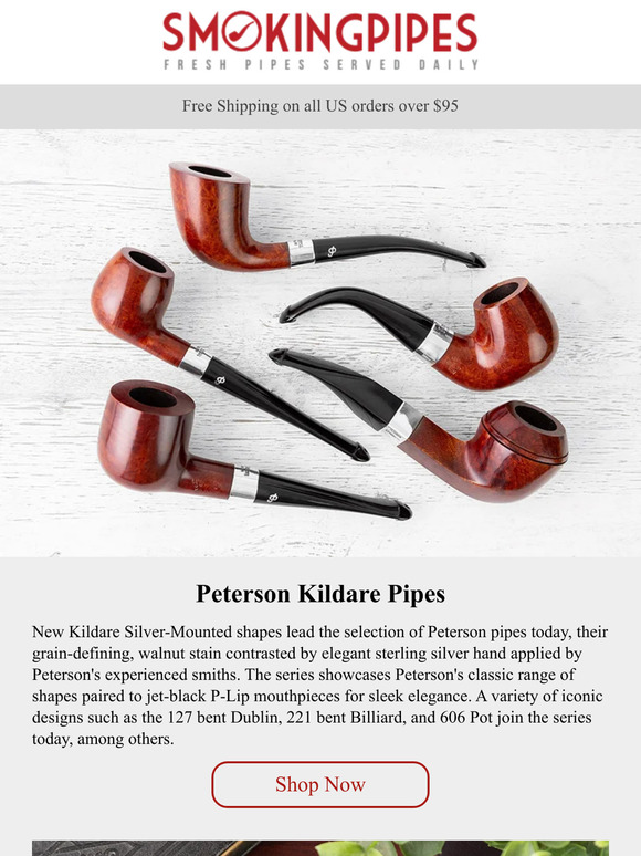 Smokingpipes: New Peterson Kildare Shapes | Sterling Silver-Mounted ...