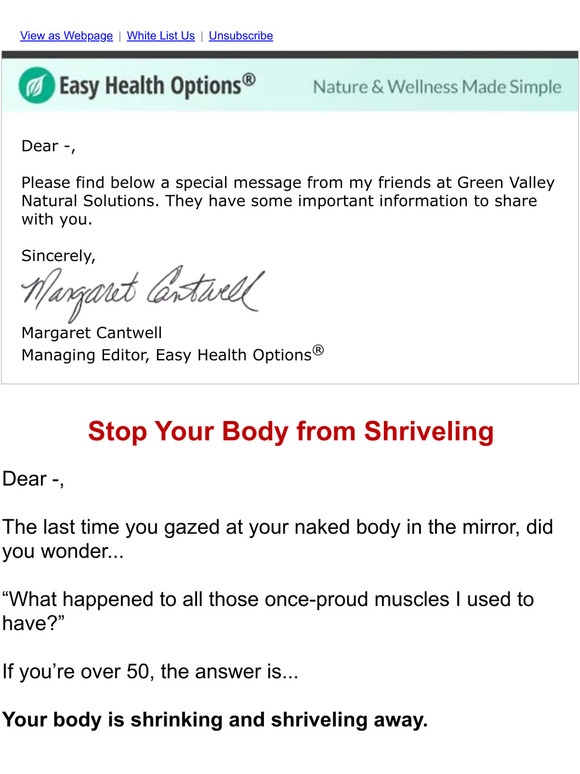 Easy Health Options: Stop Your Body from Shriveling | Milled