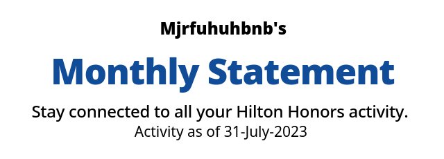 Hilton: Your August Hilton Honors Monthly Statement | Milled