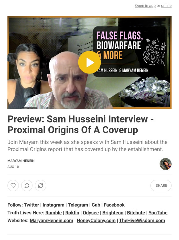 HoneyColony: Preview: Sam Husseini Interview - Proximal Origins Of A ...