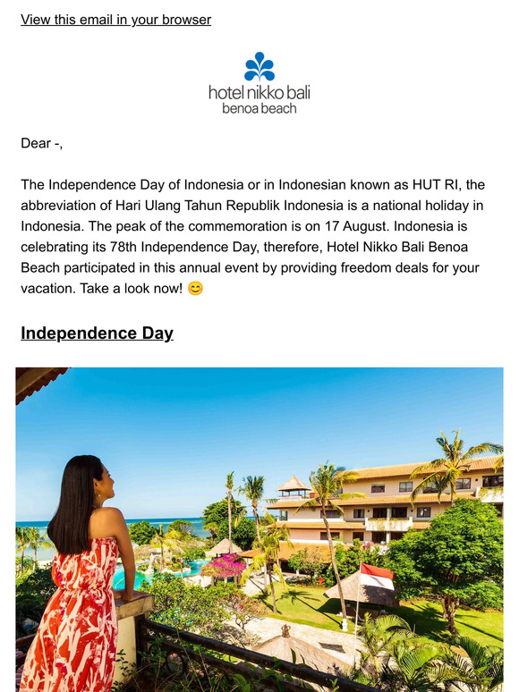 Hotel Nikko Bali Benoa Beach: Independence Day Package is Now Available ...