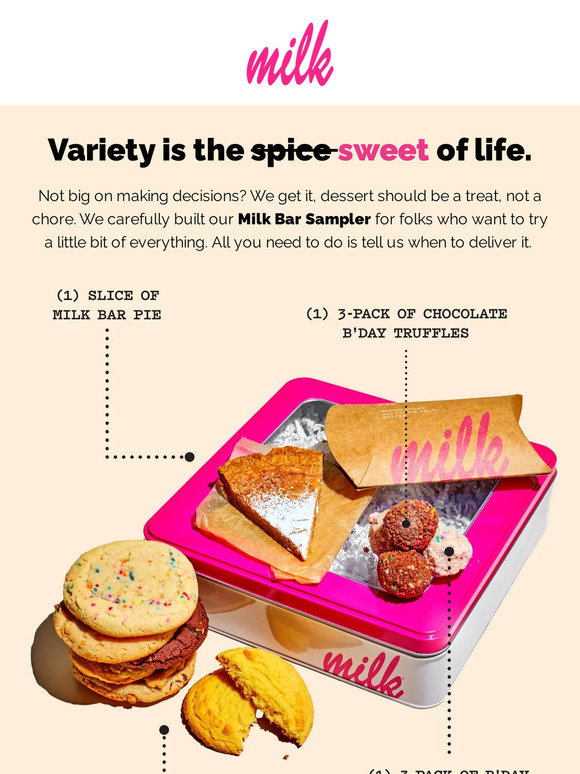 Milk Bar: Our dessert sampler pack is a strong move. | Milled
