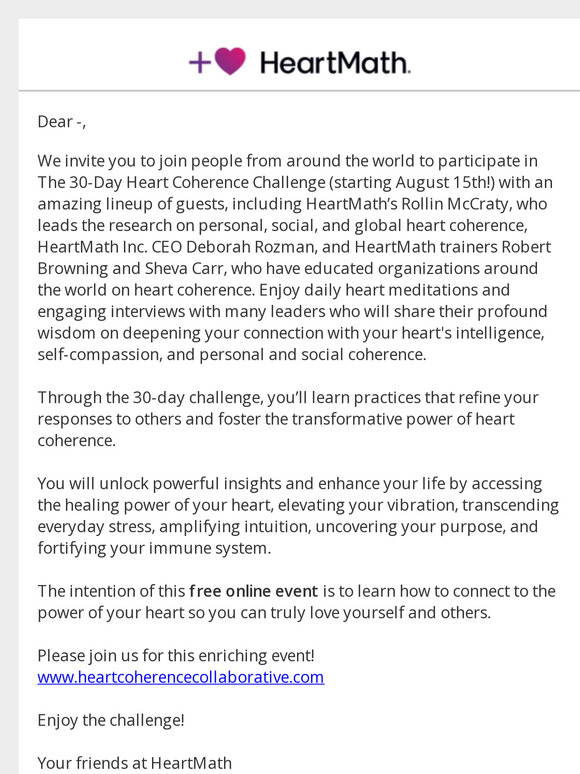 HeartMath: The 30-Day Heart Coherence Challenge | Milled