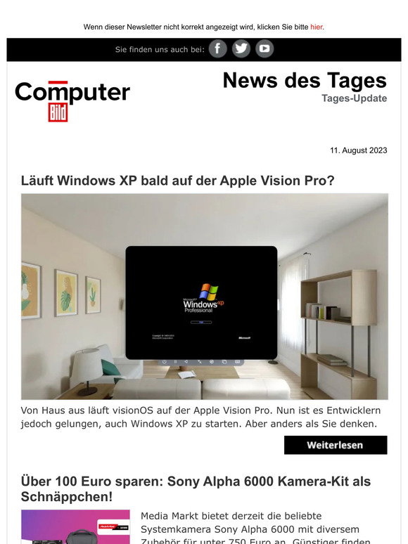 COMPUTER BILD: Apple Vision Pro: Läuft Windows XP bald auf der Brille ...