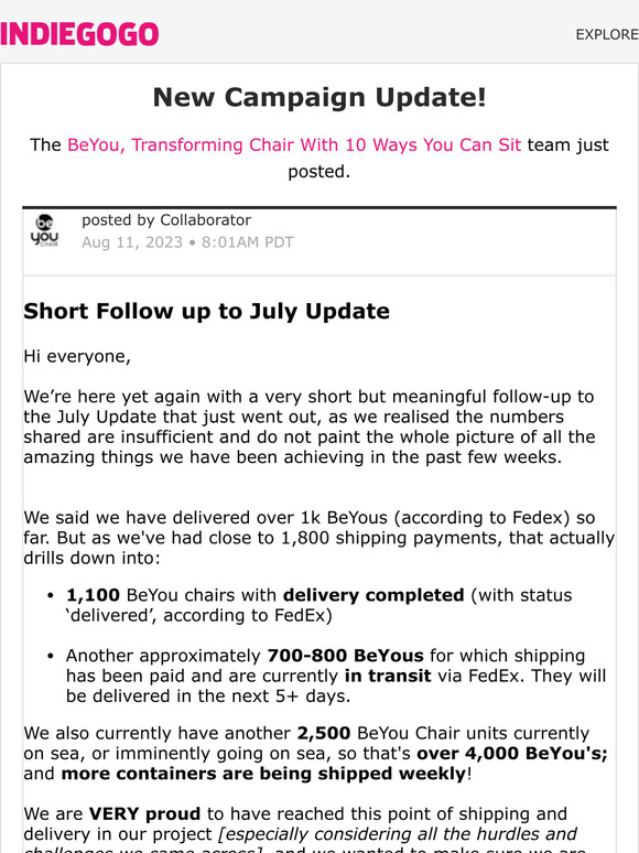 Indiegogo: 📢 Update #35 from BeYou, Transforming Chair With 10 Ways You ...