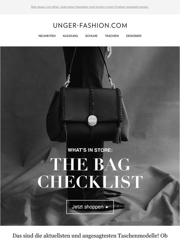 Unger Fashion: 🤍 What's In Store: The Bag Checklist | Milled