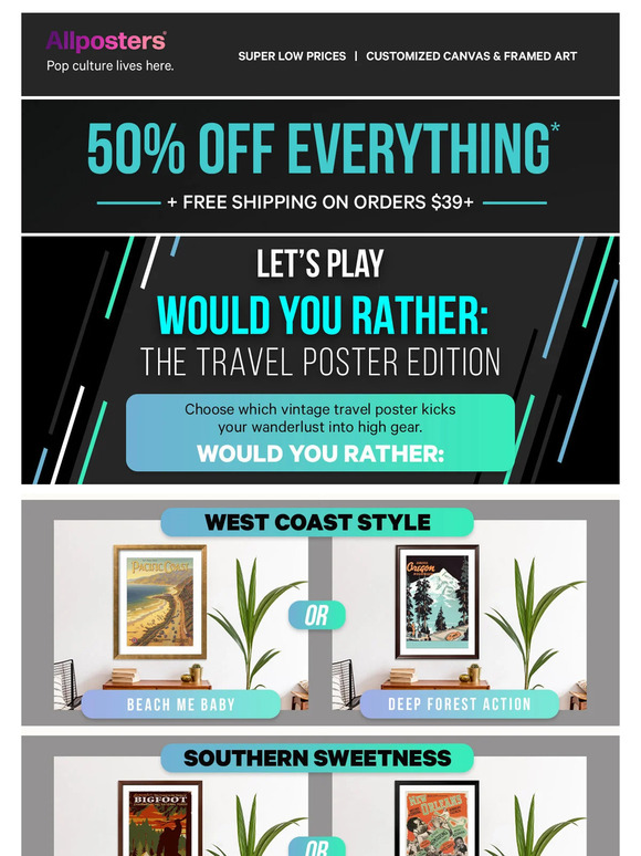 All Posters: Would you rather: vintage travel poster edition | Milled