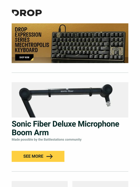 Drop: Sonic Fiber Deluxe Microphone Boom Arm, AlohaKB Trailblazer PBT ...