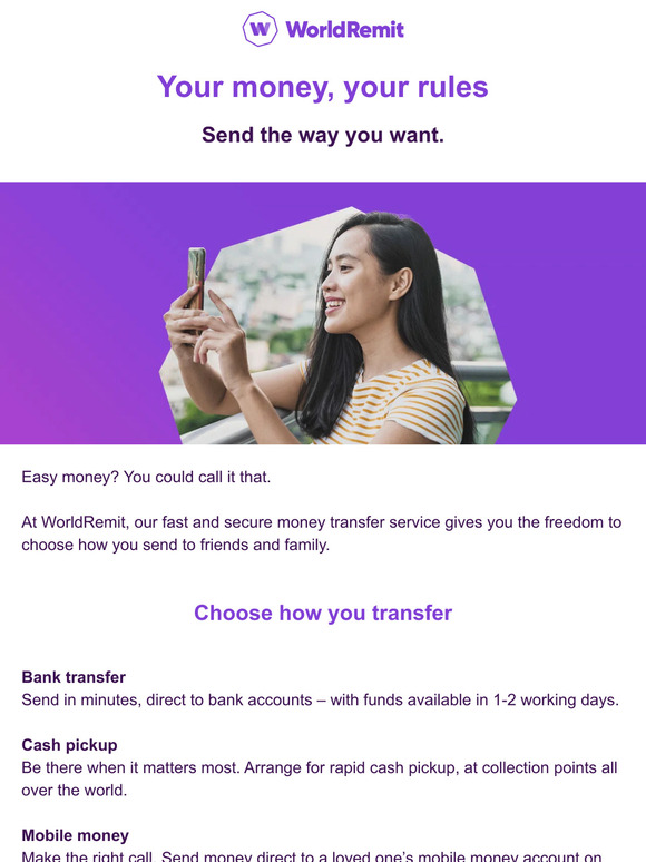 WorldRemit: , how do you want to send money home? 💸🏡 | Milled