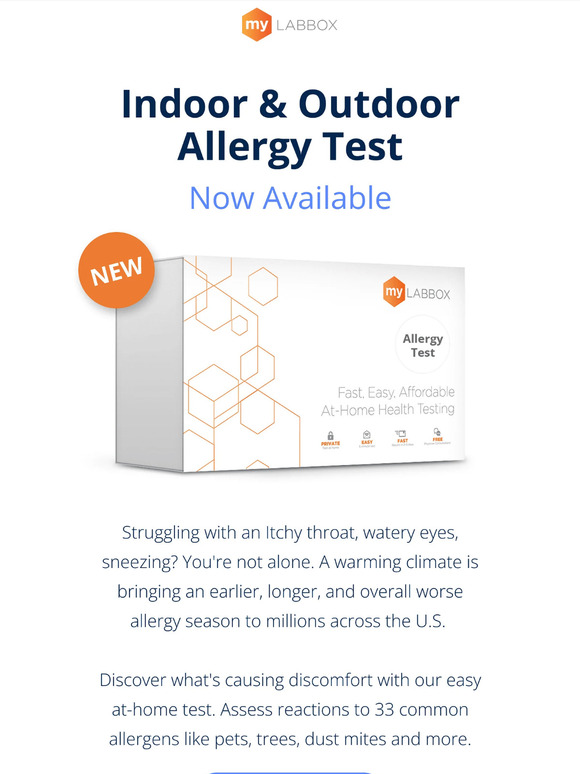 myLAB Box: New! Indoor & Outdoor Allergy Test | Milled