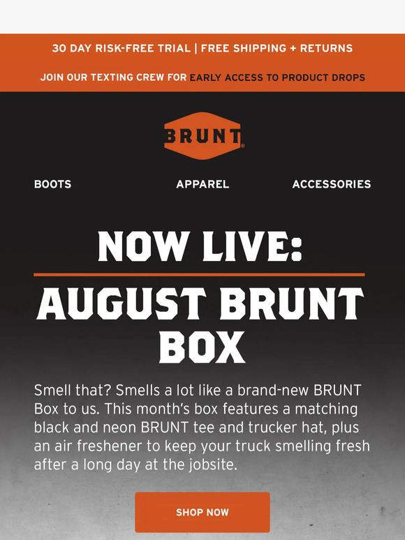 BRUNT Workwear: The August BRUNT Box is HERE | Milled