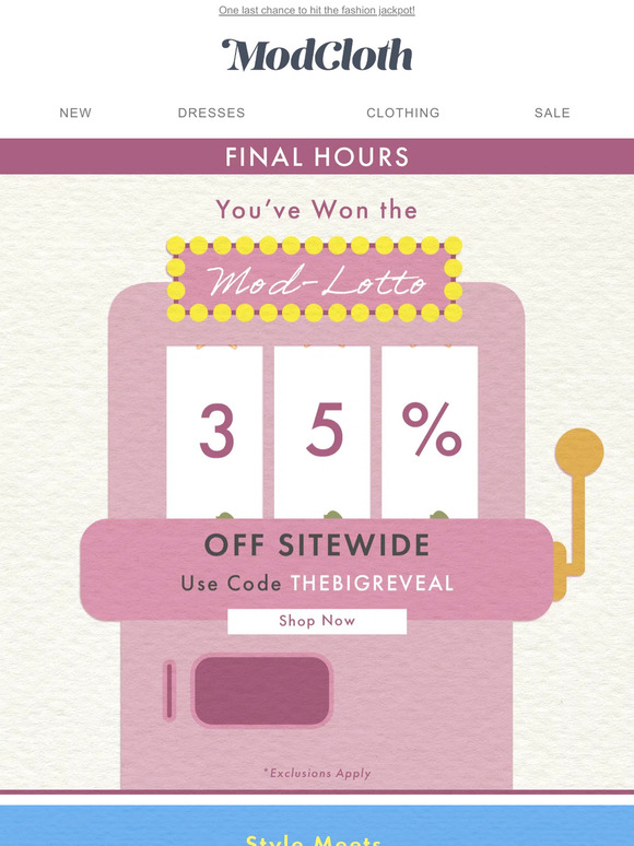 Modcloth Email Newsletters: Shop Sales, Discounts, and Coupon Codes