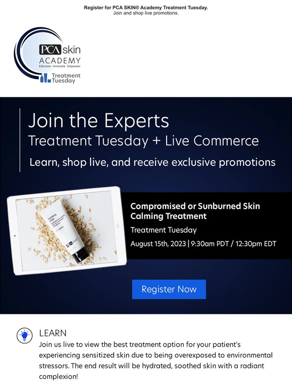 PCA Skin: Register Now for Treatment Tuesday: Compromised or Sunburned ...