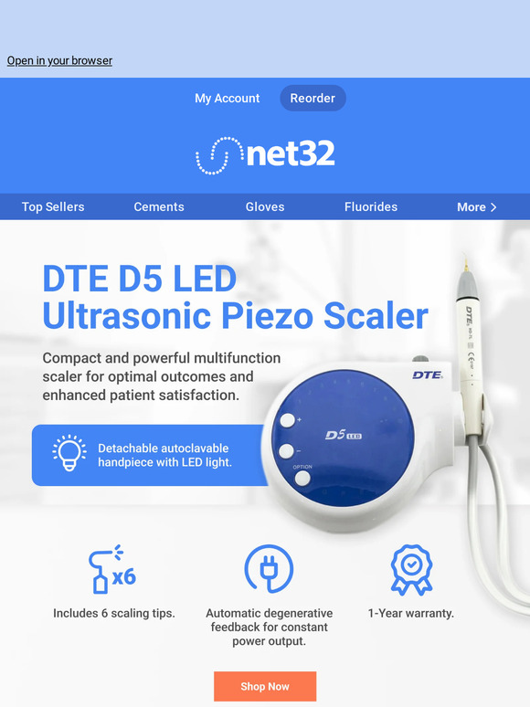 Net32: Introducing: DTE D5 LED Ultrasonic Piezo Scaler | Milled