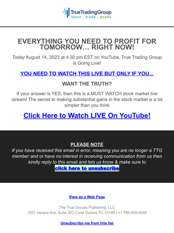 True Trading Group, LLC.: Learn to Predict The Future NOW! | Milled