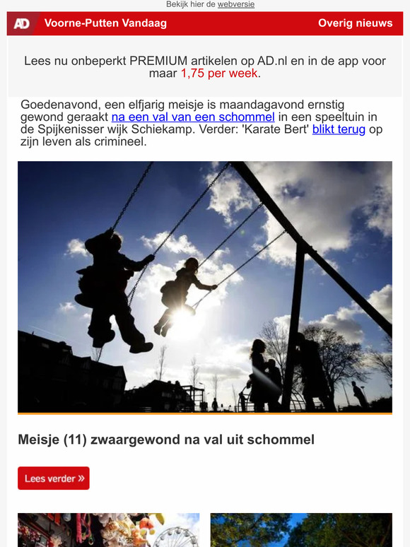 ad.house: Meisje (11) zwaargewond na val uit schommel | Milled