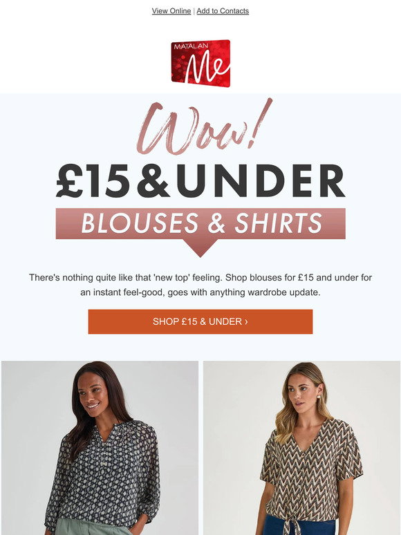 Matalan: Your next best blouse is inside at £15 & under 👀 | Milled