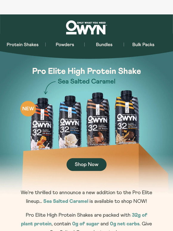 OWYN: *NOW AVAILABLE* New Sea Salted Caramel 32g Pro Elite High Protein ...