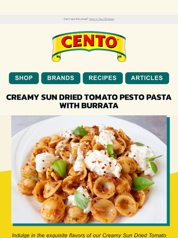 Cento Fine Foods: Creamy Sun Dried Tomato Pesto Pasta with Burrata | Milled
