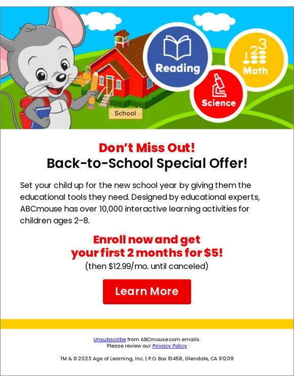 ABCmouse: LAST DAY! Back-to-School Special Offer! | Milled