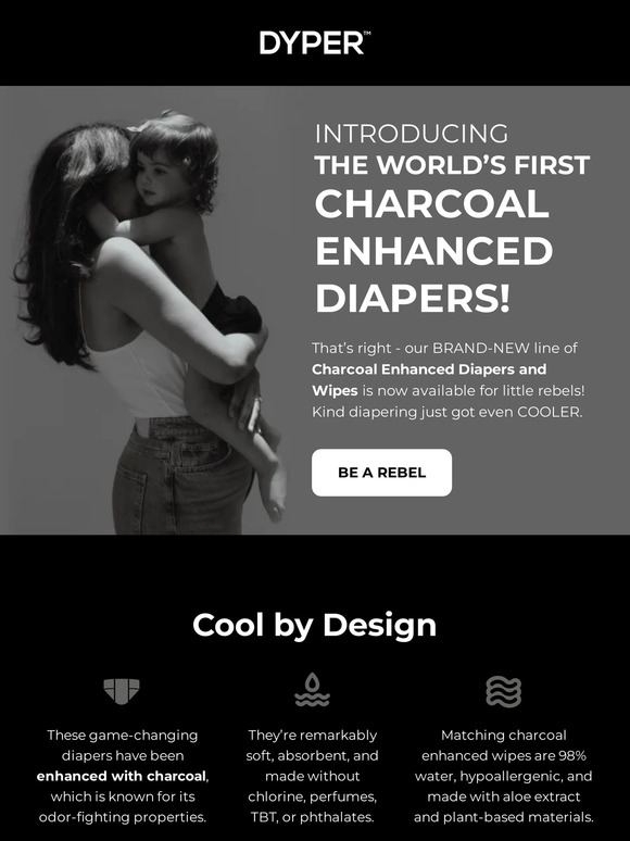Dyper: 🖤Say hello to the world’s FIRST Charcoal Enhanced Diapers🖤 | Milled