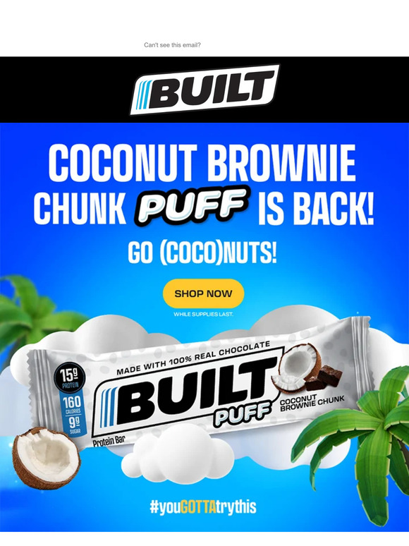 Built Bar: CHUNKS! Coconut Brownie Chunk Puffs! 😍 | Milled