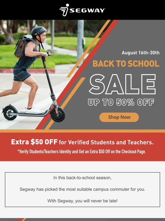 Segway: Up To 50% Off 🎒 Get your new KickScooter for this semester | Milled