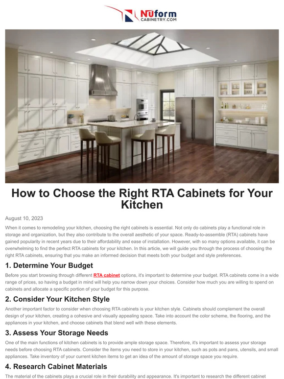 Wholesale Cabinet Store - Nuform Cabinetry: How to Choose the Right RTA ...