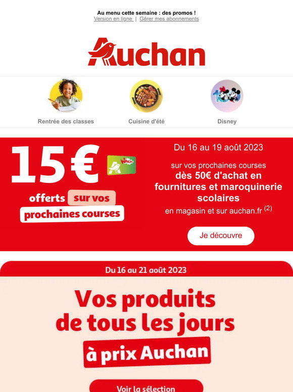 Auchan: 15€ offerts sur vos prochaines courses | Milled