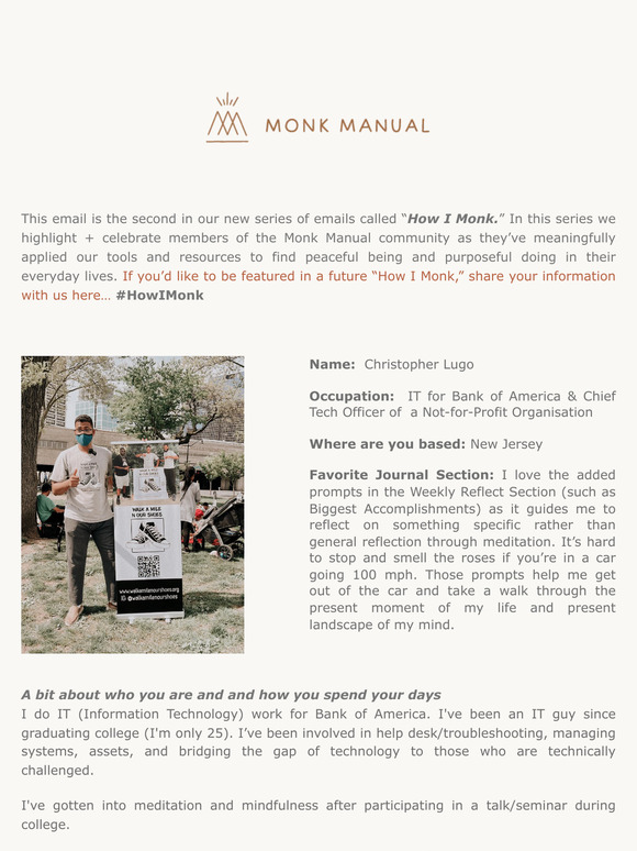 Monk Manual: How I Monk #4 - Christopher Lugo's Story | Milled