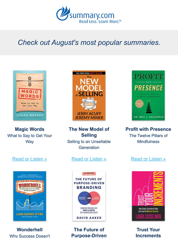 Soundview Executive Book Summaries_: August's Most Popular Summaries ...