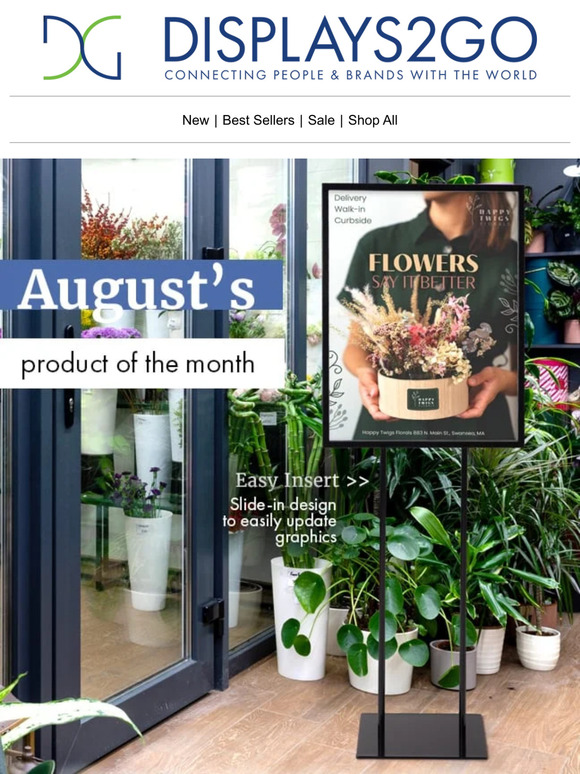Displays2go: August's Product of The Month 💐 Signage Must-Haves! | Milled