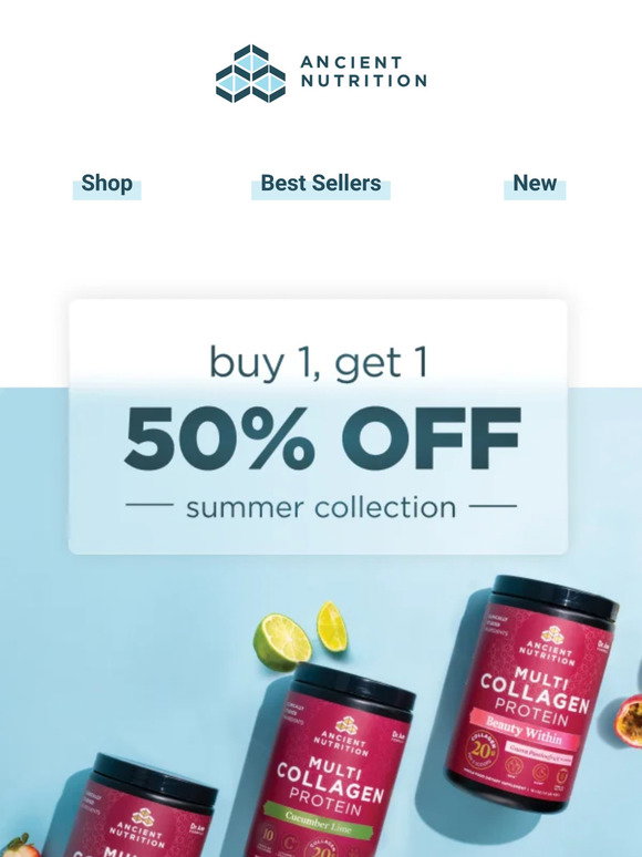 Ancient Nutrition: BOGO50 on top summer products | Milled