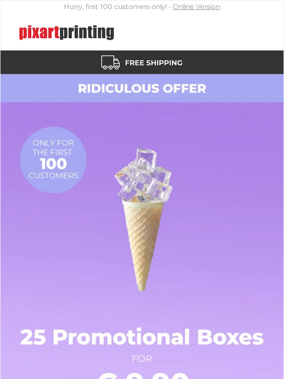 Pixartprinting: Print 25 promotional boxes for just €9.90 | Milled