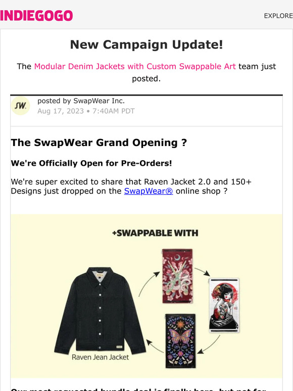 Indiegogo: 📢 Update #15 from Modular Denim Jackets with Custom ...