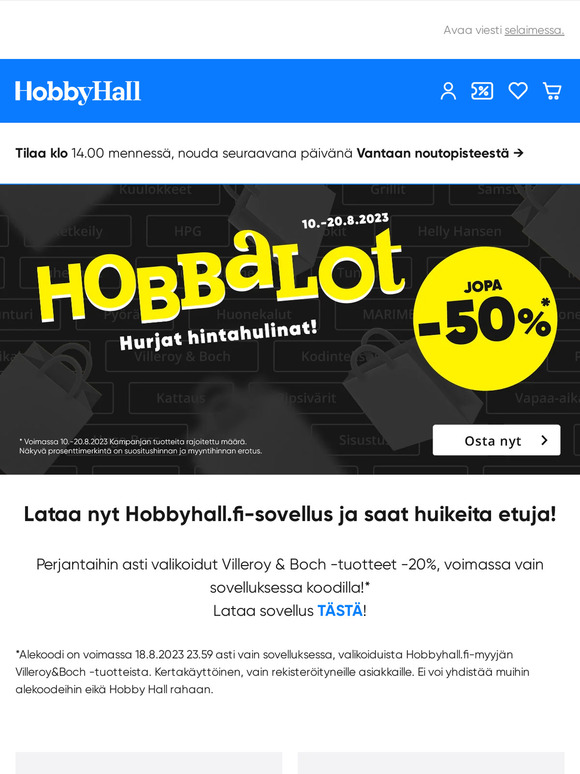 Hobby Hall: Vain sovelluksessa: valikoidut Villeroy & Boch -tuotteet -20% | Milled