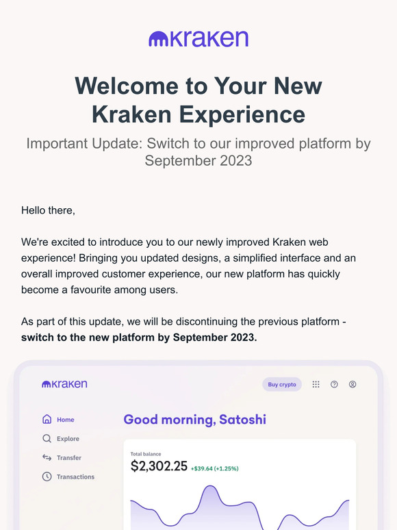Kraken: Important Update: Your Kraken experience is evolving | Milled