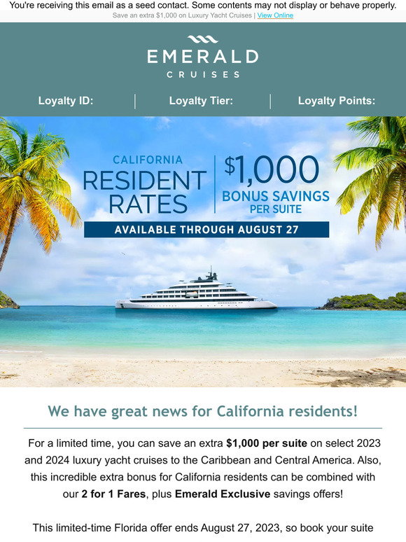 Emerald Cruises: Seed - Exclusive Savings for California Residents ...