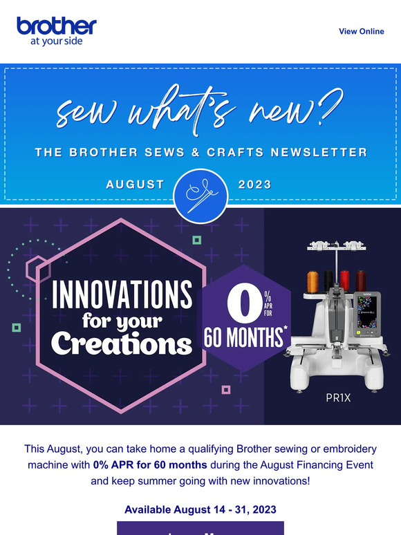 Brother: The Brother Sews & Crafts Newsletter - August 2023 | Milled