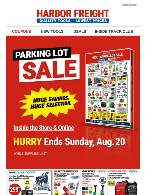 Parking Lot Sale Harbor Freight